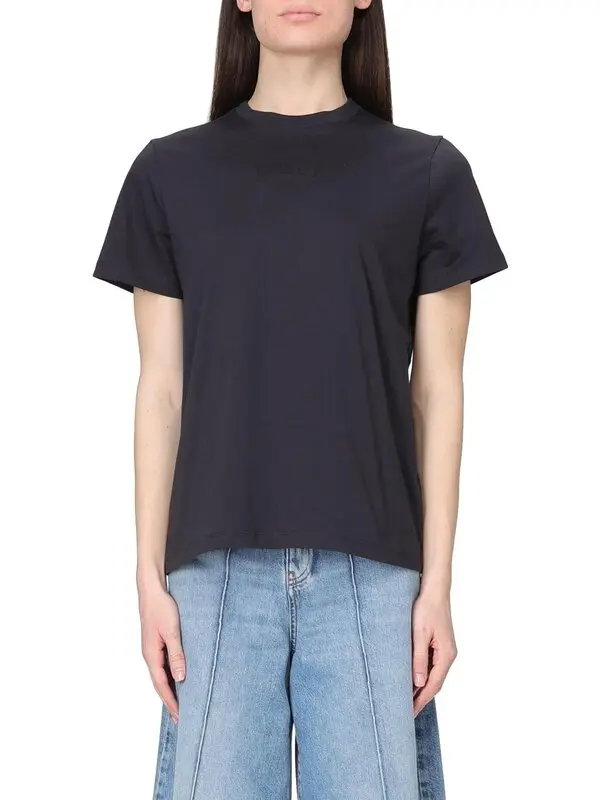 GANNI Slim Fit Cotton T-shirt With Tone-on-tone Logo - Black
