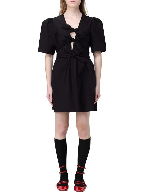 GANNI Stretch Cotton Mini Dress - Black