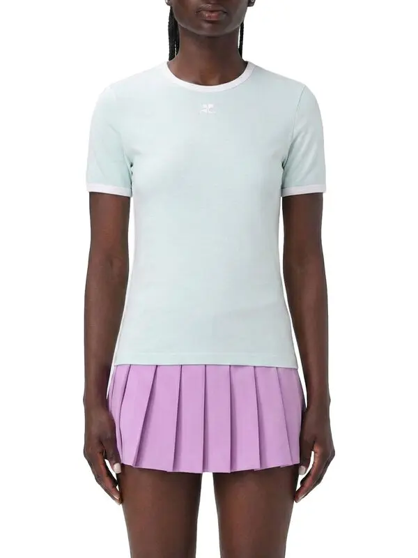 COURREGES Cotton T-shirts With Mini Logo - Mint