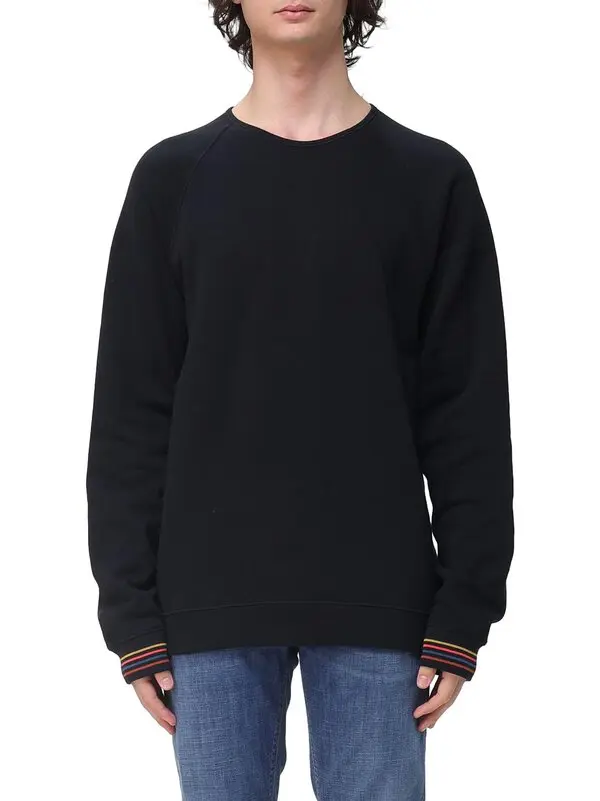 Paul Smith Crewneck Sweatshirt With Striped Cuffs - Black