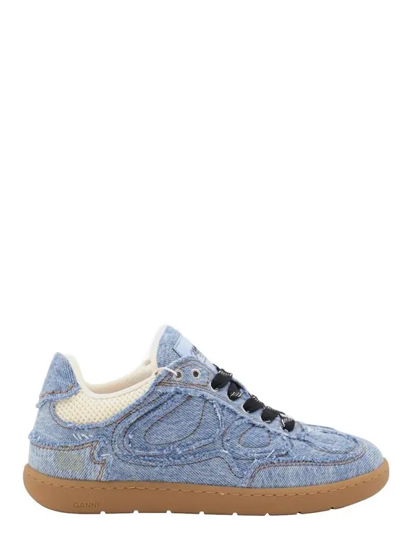 GANNI Contrast Stitch Denim Trainers - Blue