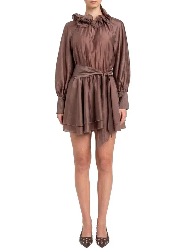 TWINSET Cotton Voile Mini Dress - Brown