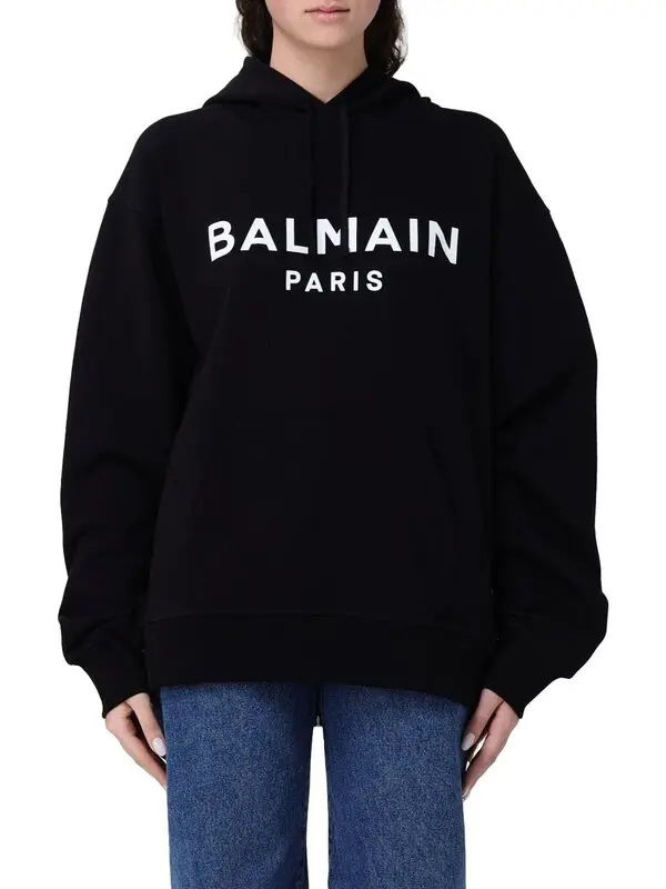 Balmain Logo Hoodie - Black