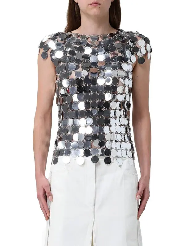 Rabanne Metallic Evening Top - Silver