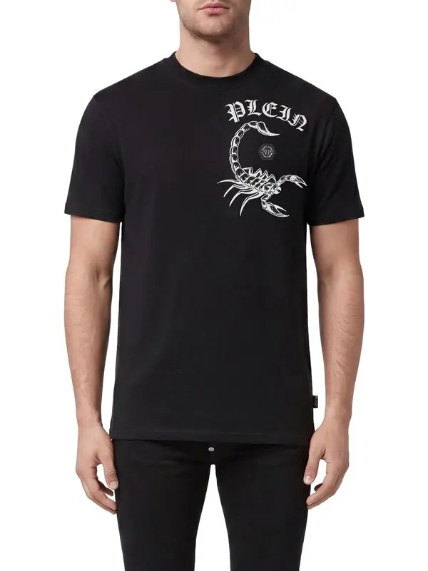 Philipp Plein Solid Colour Cotton T-shirt With Contrasting Logo - White