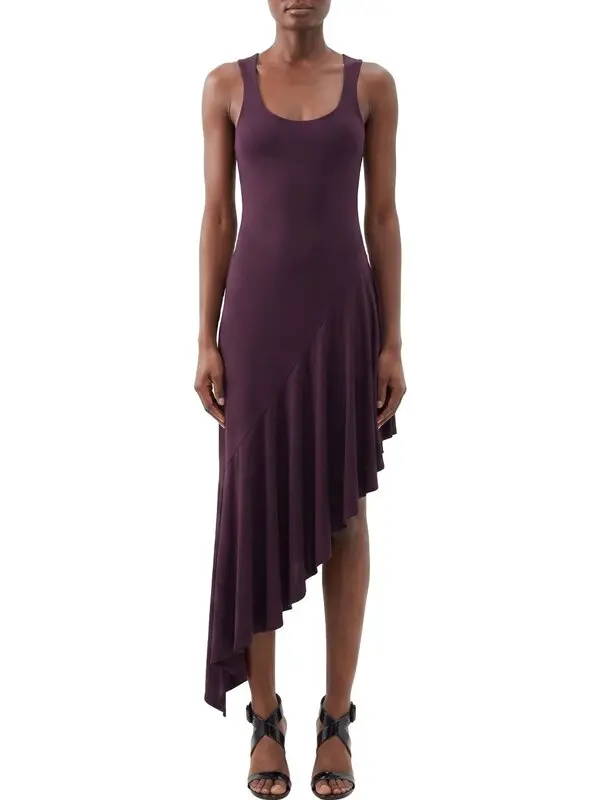 Alaïa Asymmetrical Jersey Midi Dress - Violet