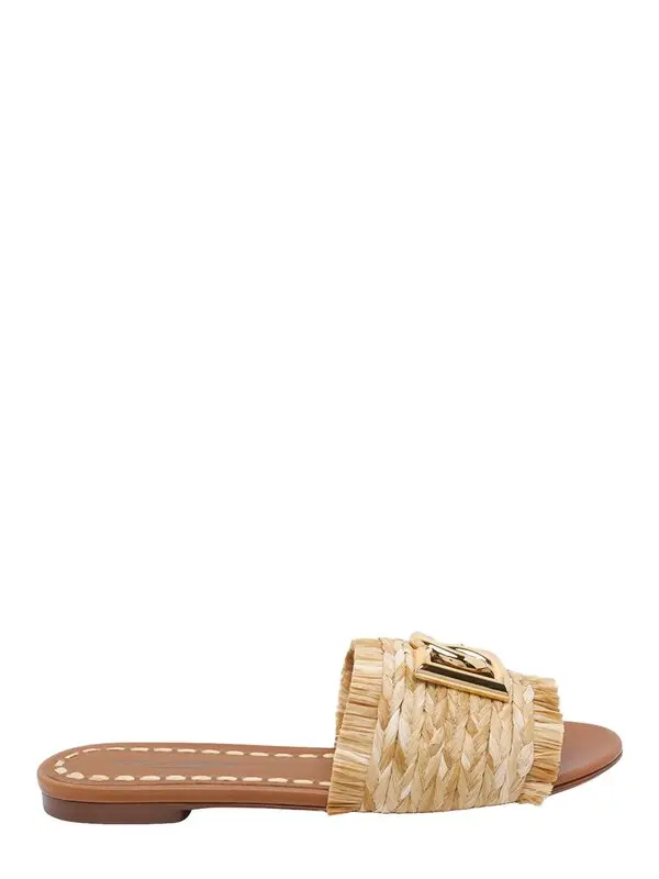 Dolce & Gabbana Dg Raffia Mule Sandals - Brown