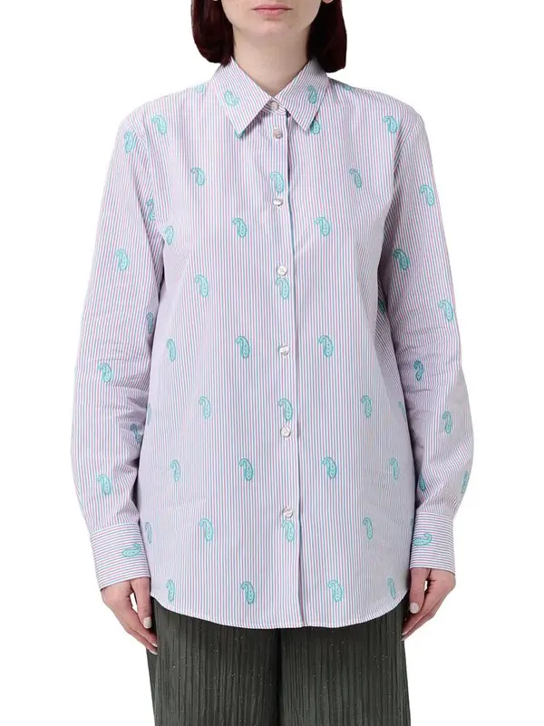 Etro Silk Shirt With Striped Paisley Print - Red