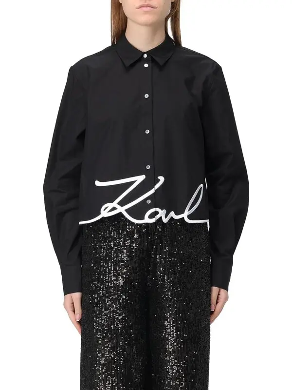 Karl Lagerfeld Shirt With Logo Detail - Black