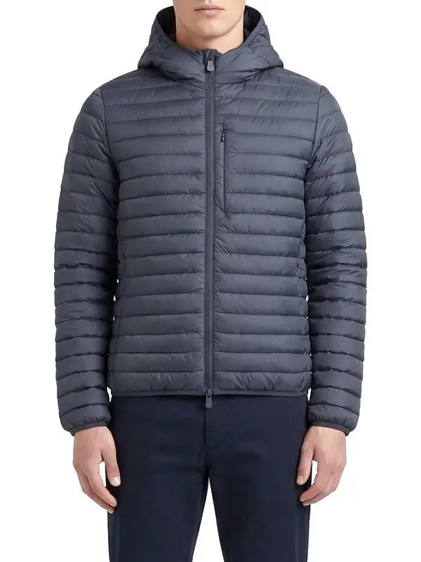 SAVE THE DUCK Hooded Quilted Down Jacket - Blue