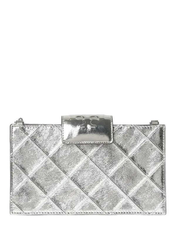 Tory Burch Fleming Mini Bag In Laminated Nappa Leather - Silver