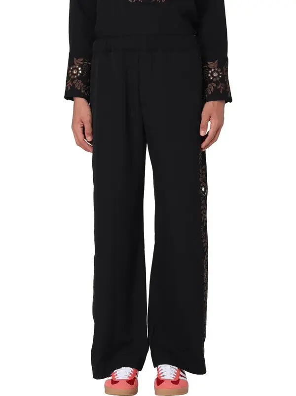 WALES BONNER Embroidered Trousers - Black