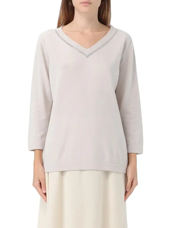 Fabiana Filippi Fine Knit V-neck Jumper - Sand