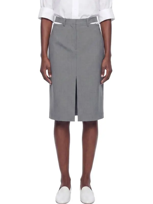 JIL SANDER Virgin Wool Midi Skirt - Grey