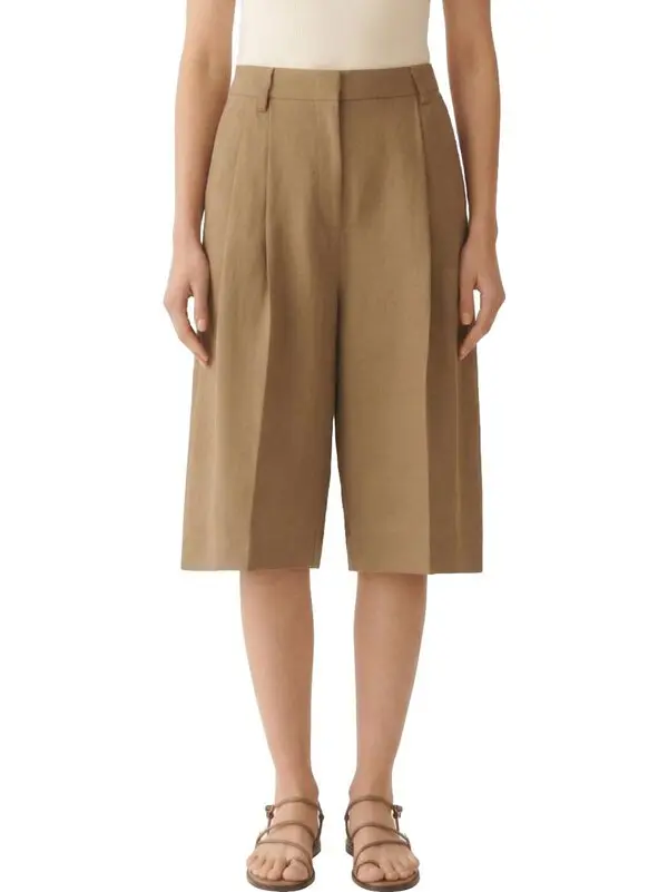 Fabiana Filippi Linen Blend Knee-length Shorts - Mud