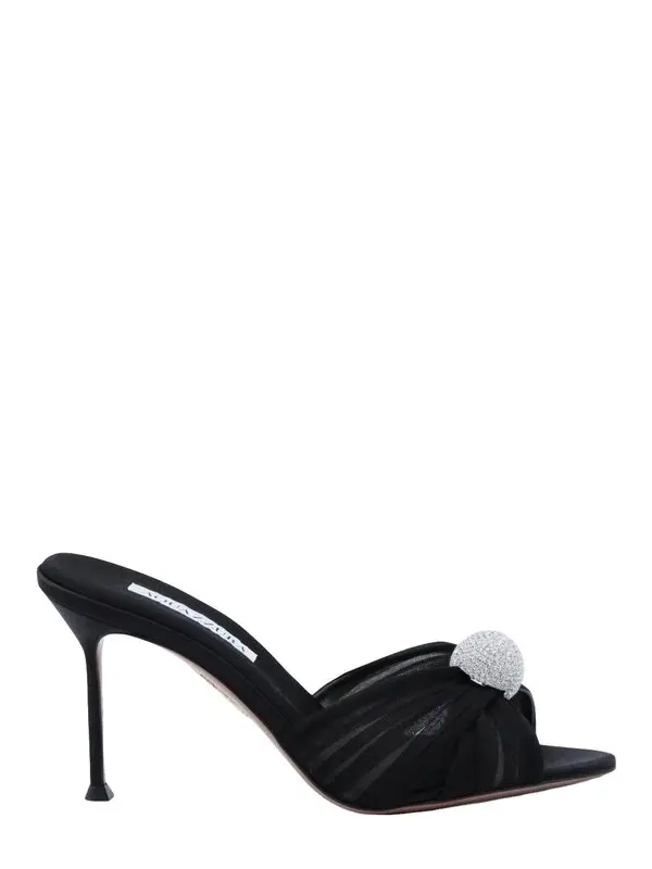 AQUAZZURA Mystery Mules With Jewel Embellishment - Black