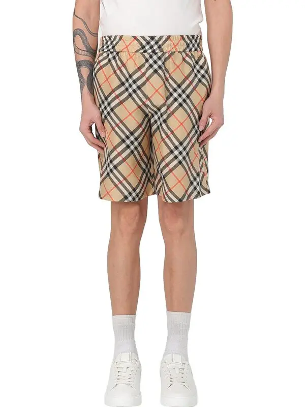 Burberry Plaid Drawstring Shorts - Beige