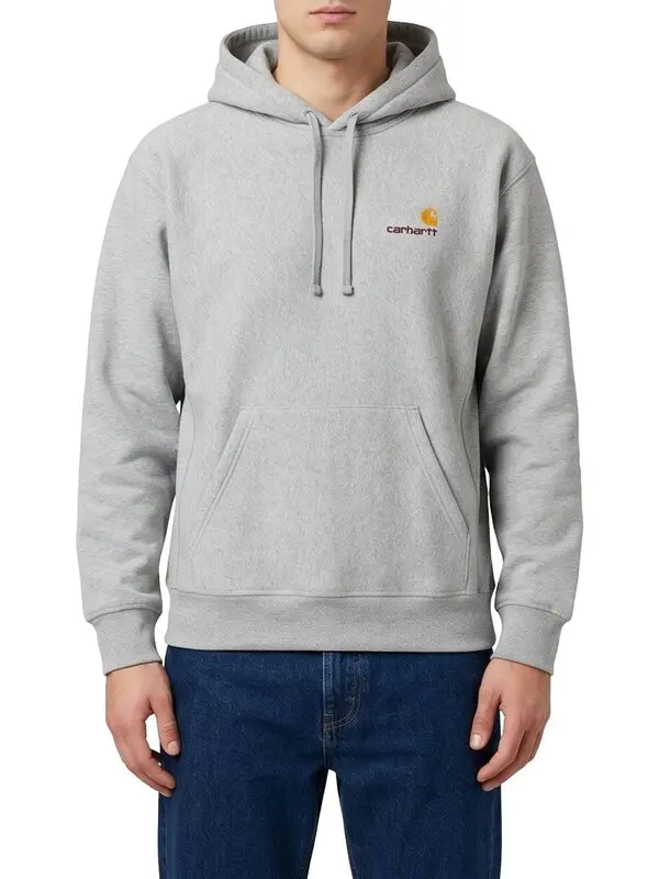 Carhartt Work In Progress Logo Embroidered Hooded Sweatshirt - Grey