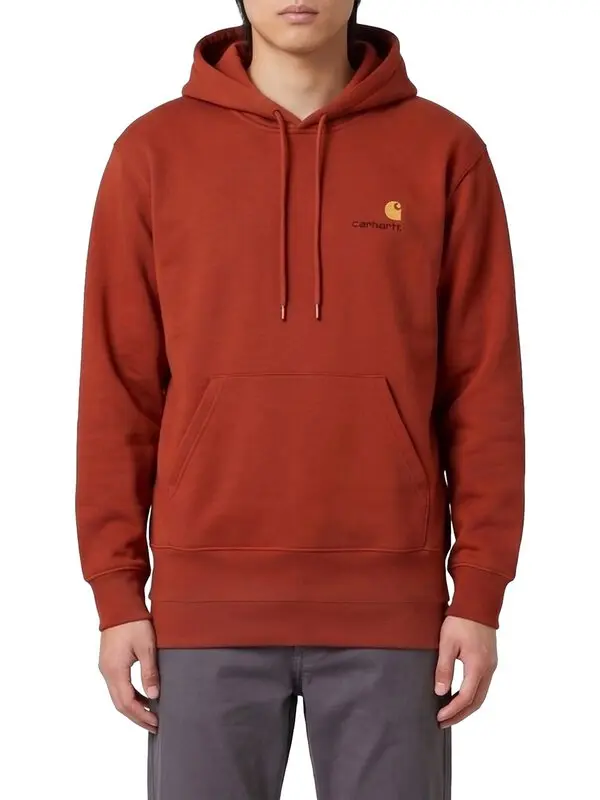 Carhartt Work In Progress Logo Embroidered Hooded Sweatshirt - Red