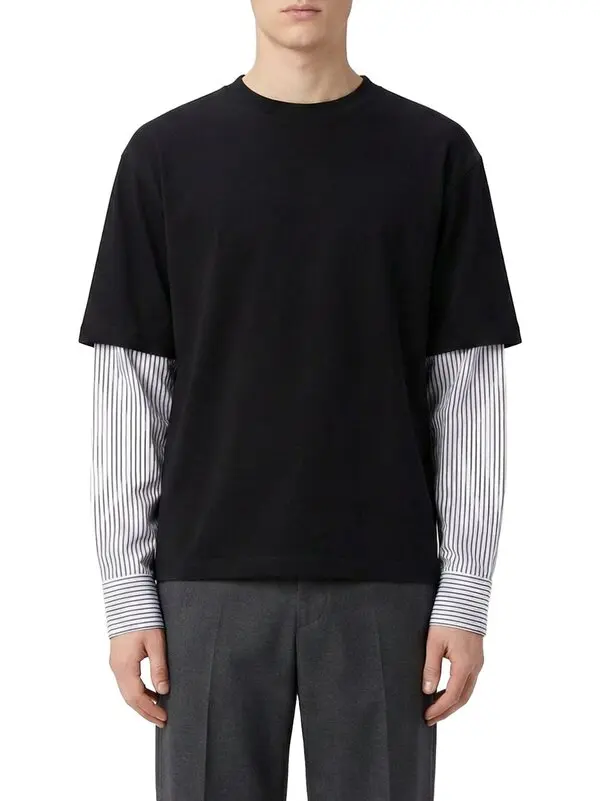 JIL SANDER Cotton T-shirt With Shirt Sleeves - Black