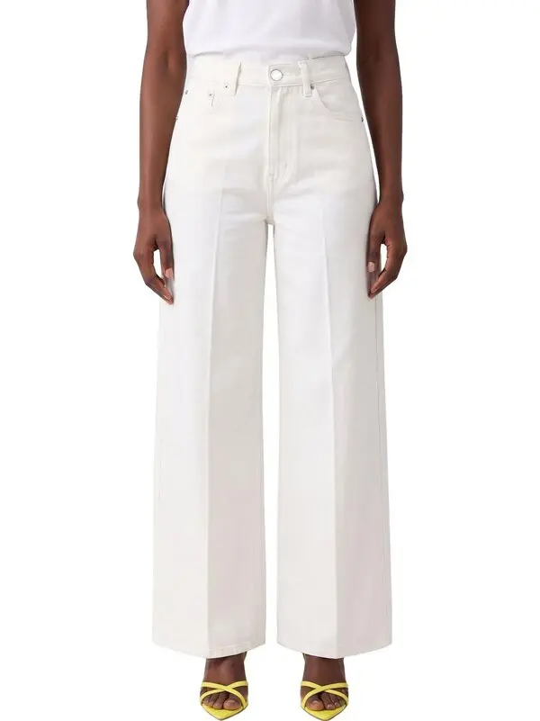 PT TORINO Wide Leg Cotton Denim Jeans - White