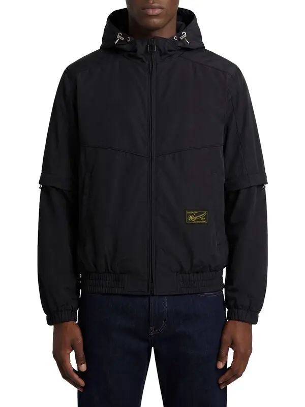 WOOYOUNGMI Nylon Hooded Windbreaker - Black