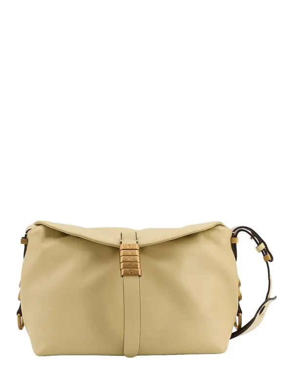 Pinko Small Leather Saddle Bag - Yellow