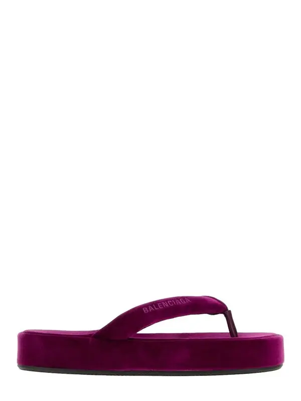 Balenciaga Velvet Platform Flip-flops - Violet