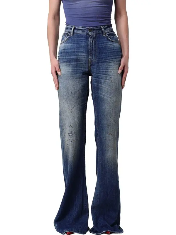 Acne Studios Cotton Denim Jeans With Graphic Print - Blue