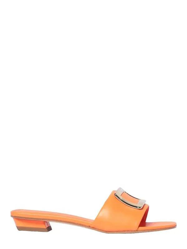 ROGER VIVIER Embellished Leather Mules - Orange