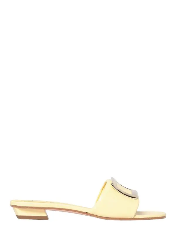 ROGER VIVIER Embellished Leather Mules - Yellow