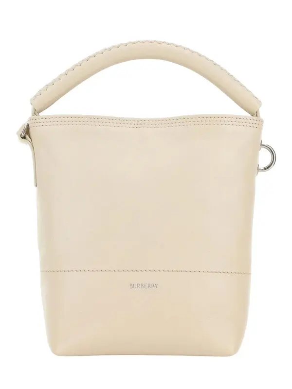 Burberry B Clip Mini Bucket Bag In Smooth Calfskin Leather - White