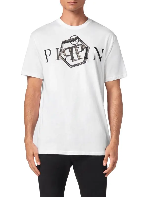 Philipp Plein Solid Colour Cotton Crew-neck T-shirt With Logo - White