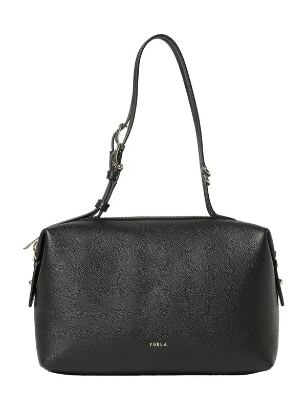 Furla Grained Calfskin Leather Double Shoulder Bag - Black