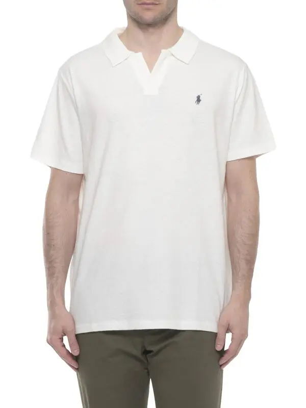Polo Ralph Lauren Cotton And Linen Polo Shirt With Logo - Blue 1