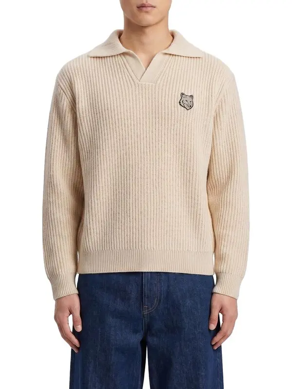 Maison Kitsuné Cotton Knit Polo Shirt - Cream