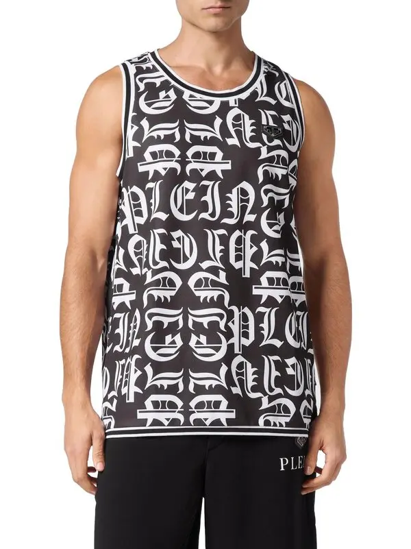 Philipp Plein Gothic Cotton Tank Top - Black