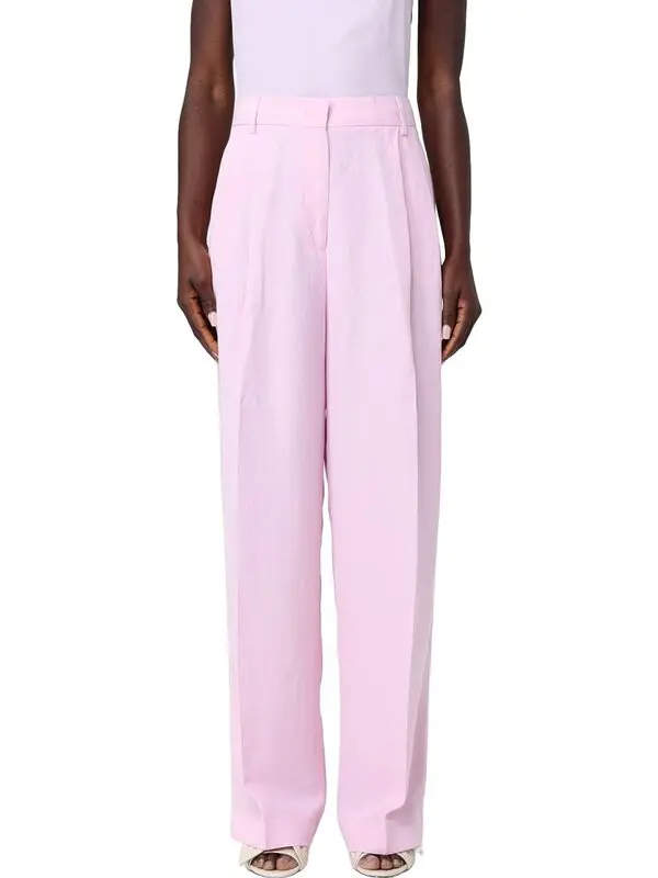 Fabiana Filippi Linen Blend Wide Leg Trousers - Pink