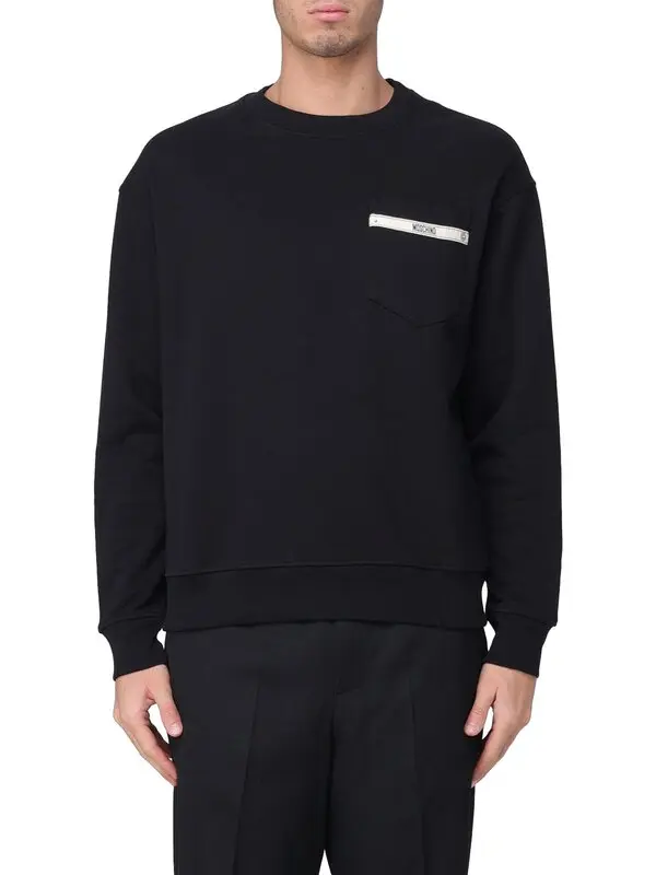 Moschino Crewneck Sweatshirt With Pocket Detail - Black