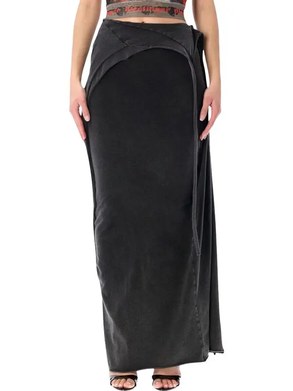 Ottolinger Asymmetrical Draped Maxi Skirt - Black