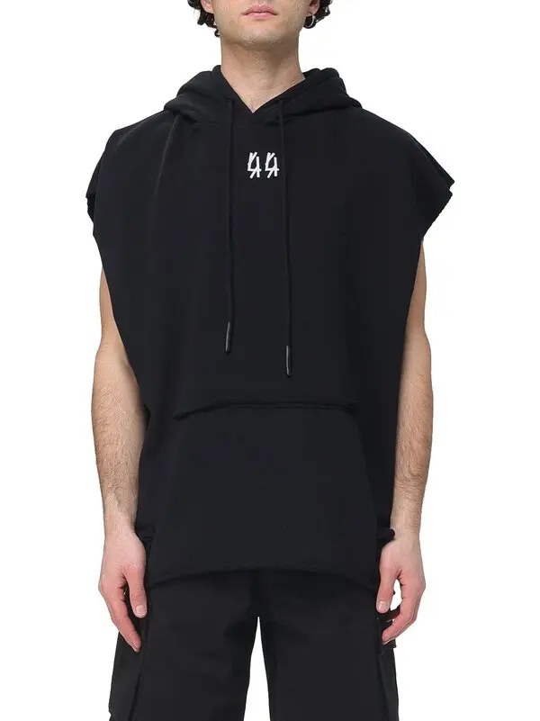 44 LABEL GROUP Sleeveless Cotton Hoodie - Black