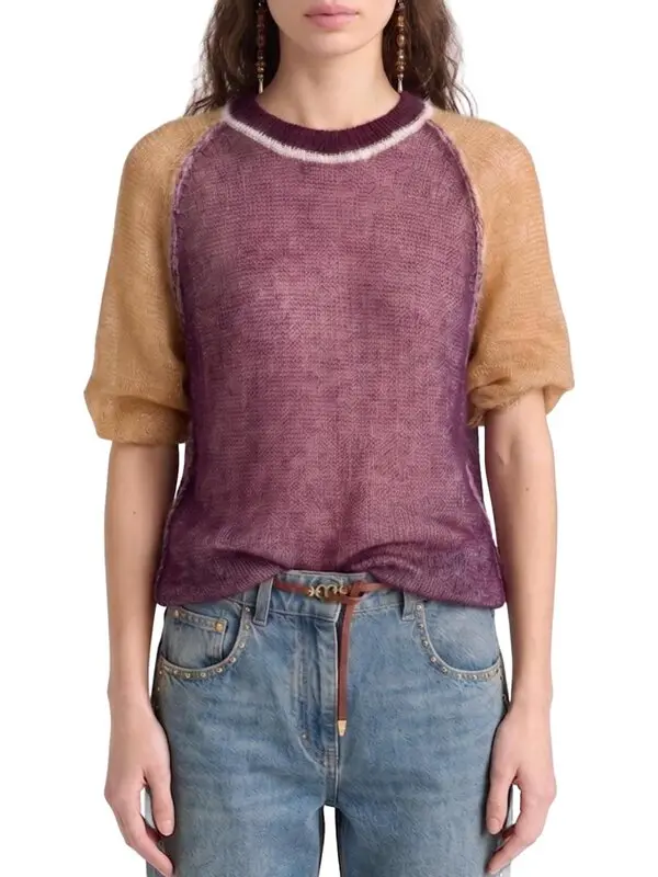 Momoni Block Mohair Wool Pullover - Cherry