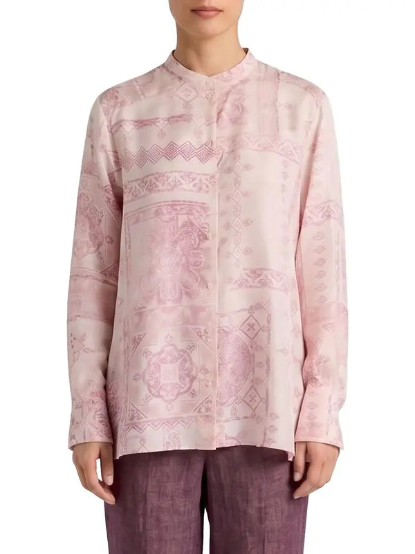 Momoni Silk Shirt With Ethnic Print - Pink