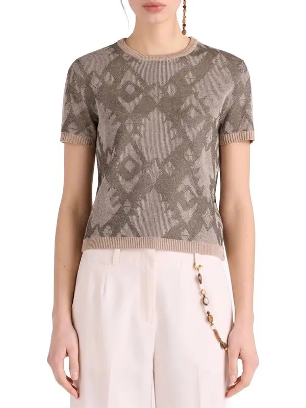 Momoni Jacquard Viscose Blend Crew Neck Sweater - Green