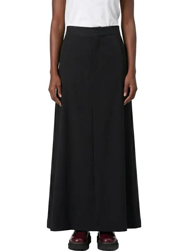 Yohji Yamamoto Wool Flared Long Skirt - Black