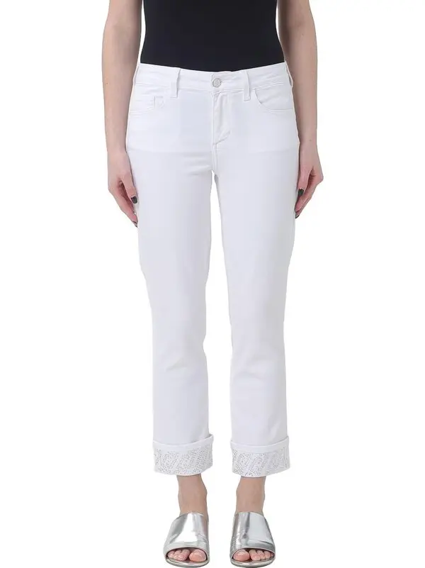 Liu Jo Cropped Stretch Cotton Blend Pants - White