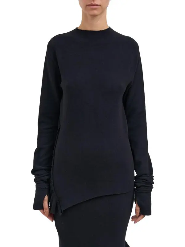 MARC LE BIHAN Asymmetrical Ribbed Jumper - Black