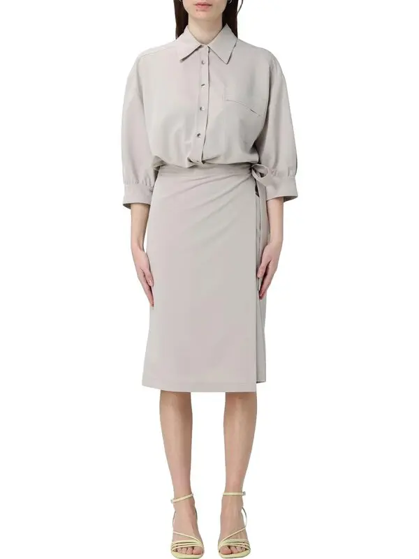 Pinko Viscose Wrap Shirt Dress - Grey