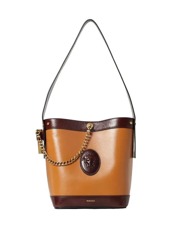 Versace Embossed Medusa Shoulder Bag - Brown