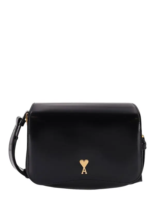 AMI Paris Calfskin Mini Crossbody Bag - Black